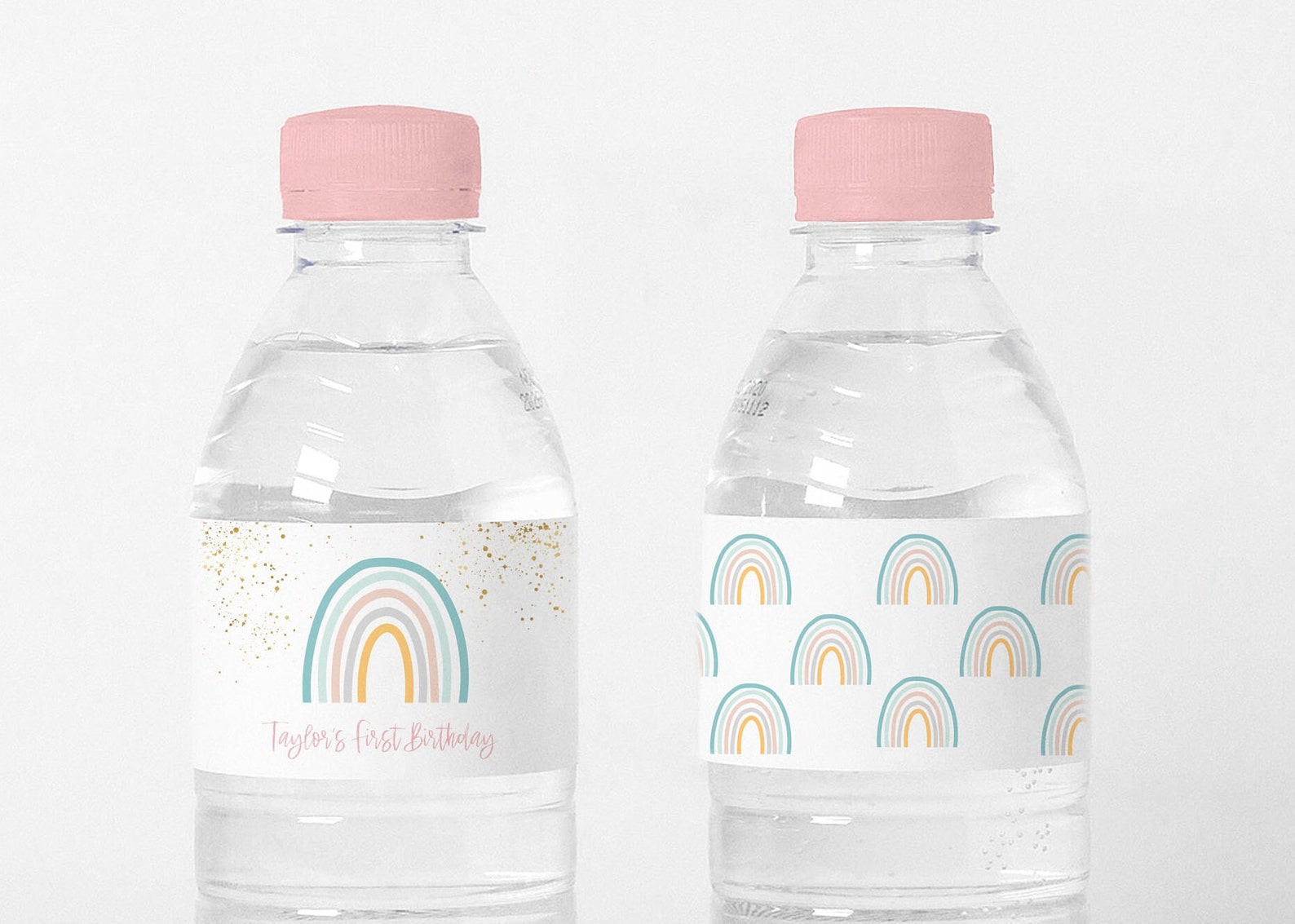 EDITABLE Boho Rainbow Water Bottle Labels Modern Rainbow - Etsy