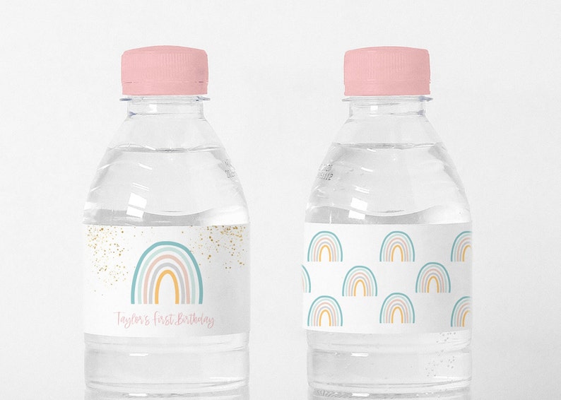 EDITABLE Boho Rainbow Water Bottle Labels Modern Rainbow - Etsy