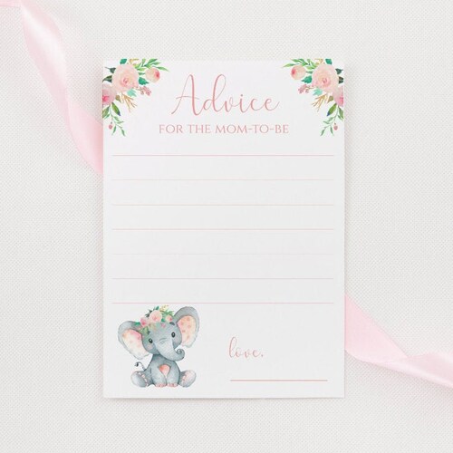 Elephant Baby Shower Advice Cards Advice for Parents to Be - Etsy