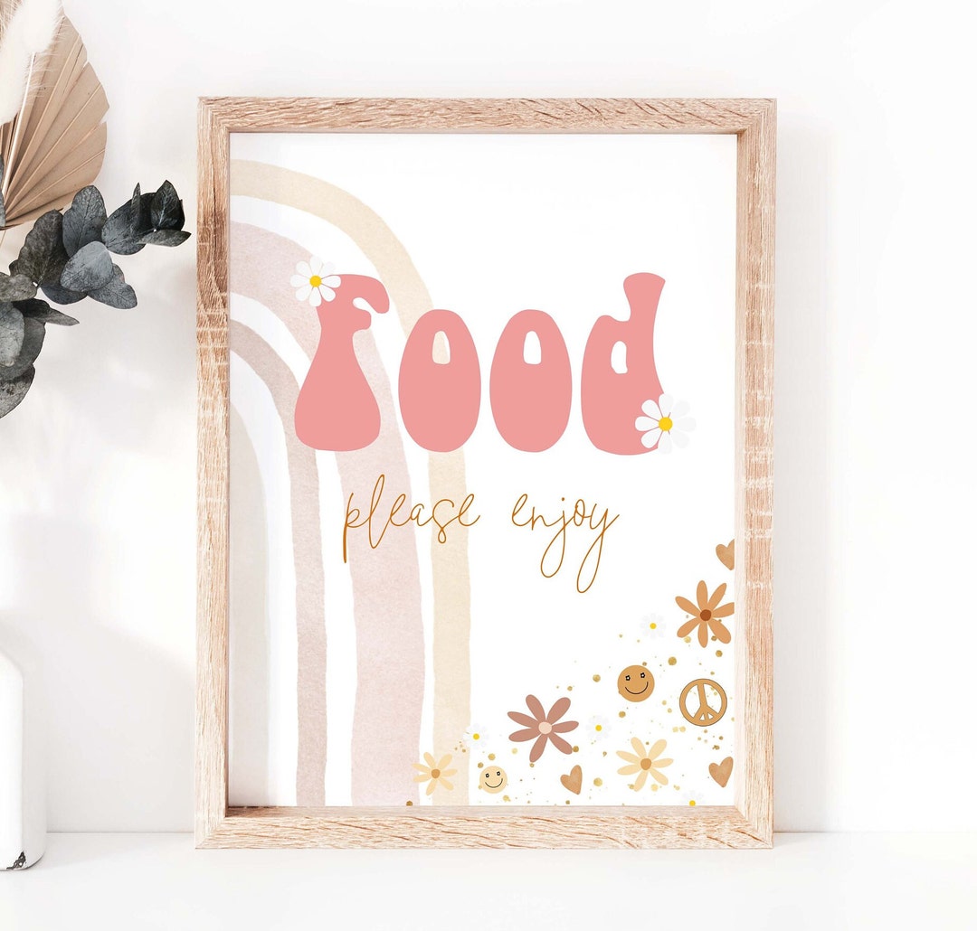 Boho Retro Groovy Food Table Sign, 1st Birthday Gift Table Party Sign ...