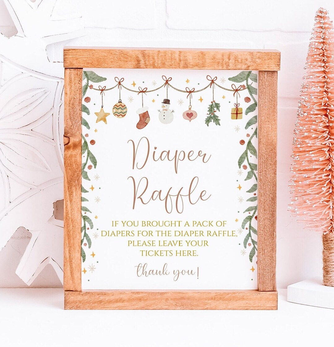 Printable Christmas Diaper Raffle Sign, A Merry Little Baby Shower ...