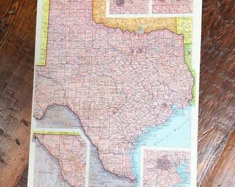 Large Vintage Map of Texas, Ready to Hang Canvas Gallery Wrap or Rolled ...