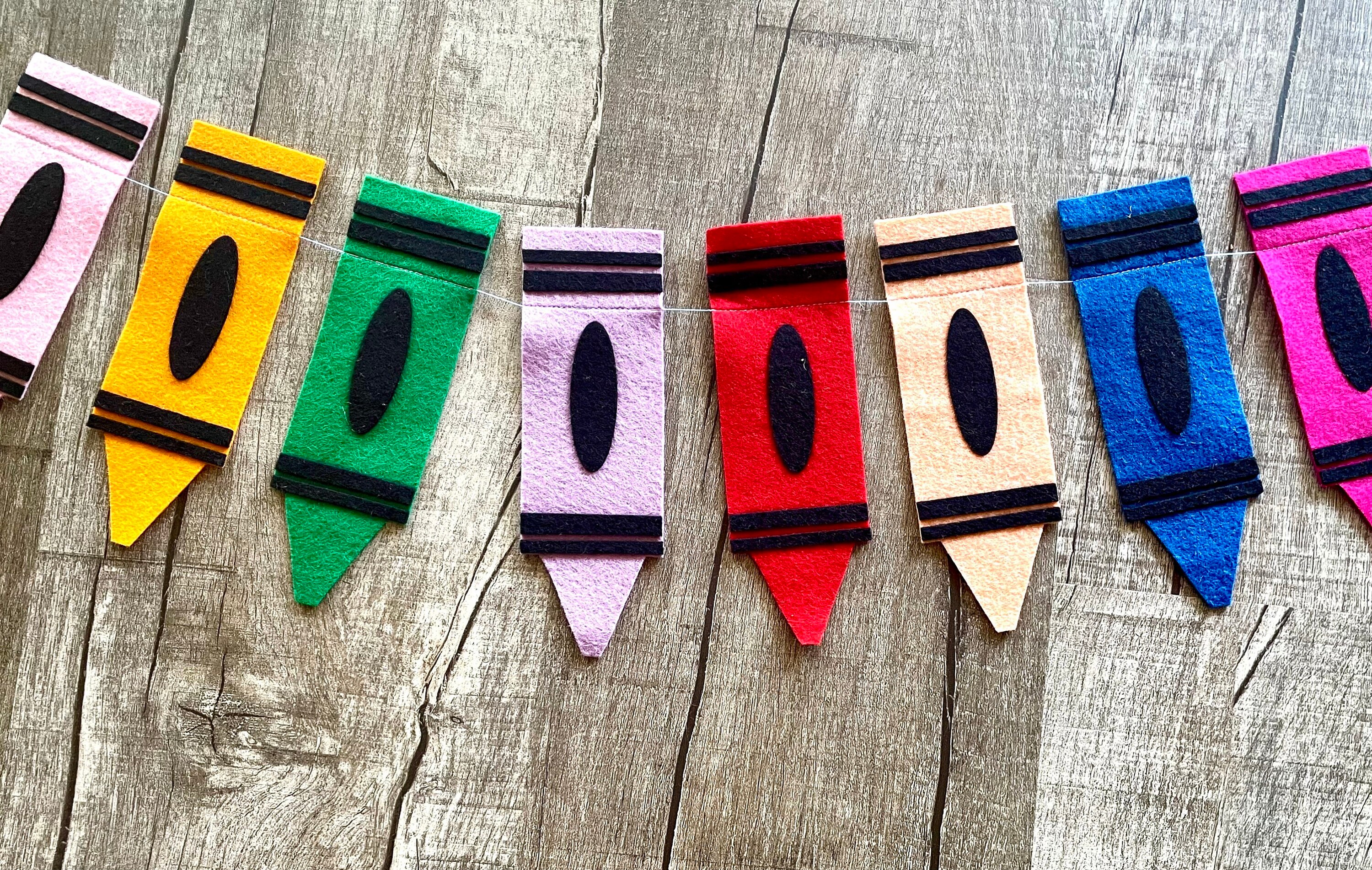 Crayon Garland // Crayon Decor // Felt Crayons // Back to - Etsy
