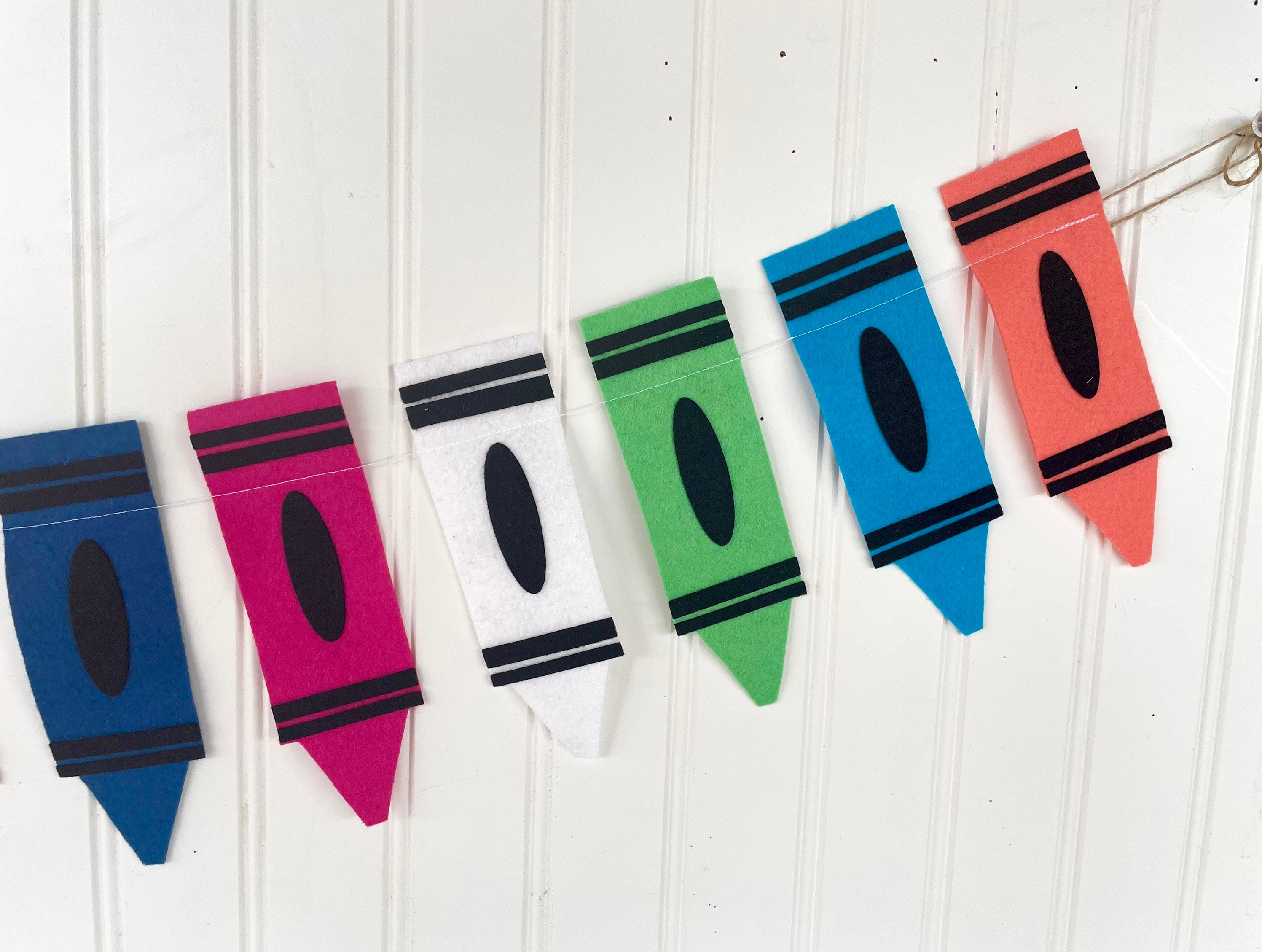 Crayon Garland // Crayon Decor // Felt Crayons // Back to - Etsy