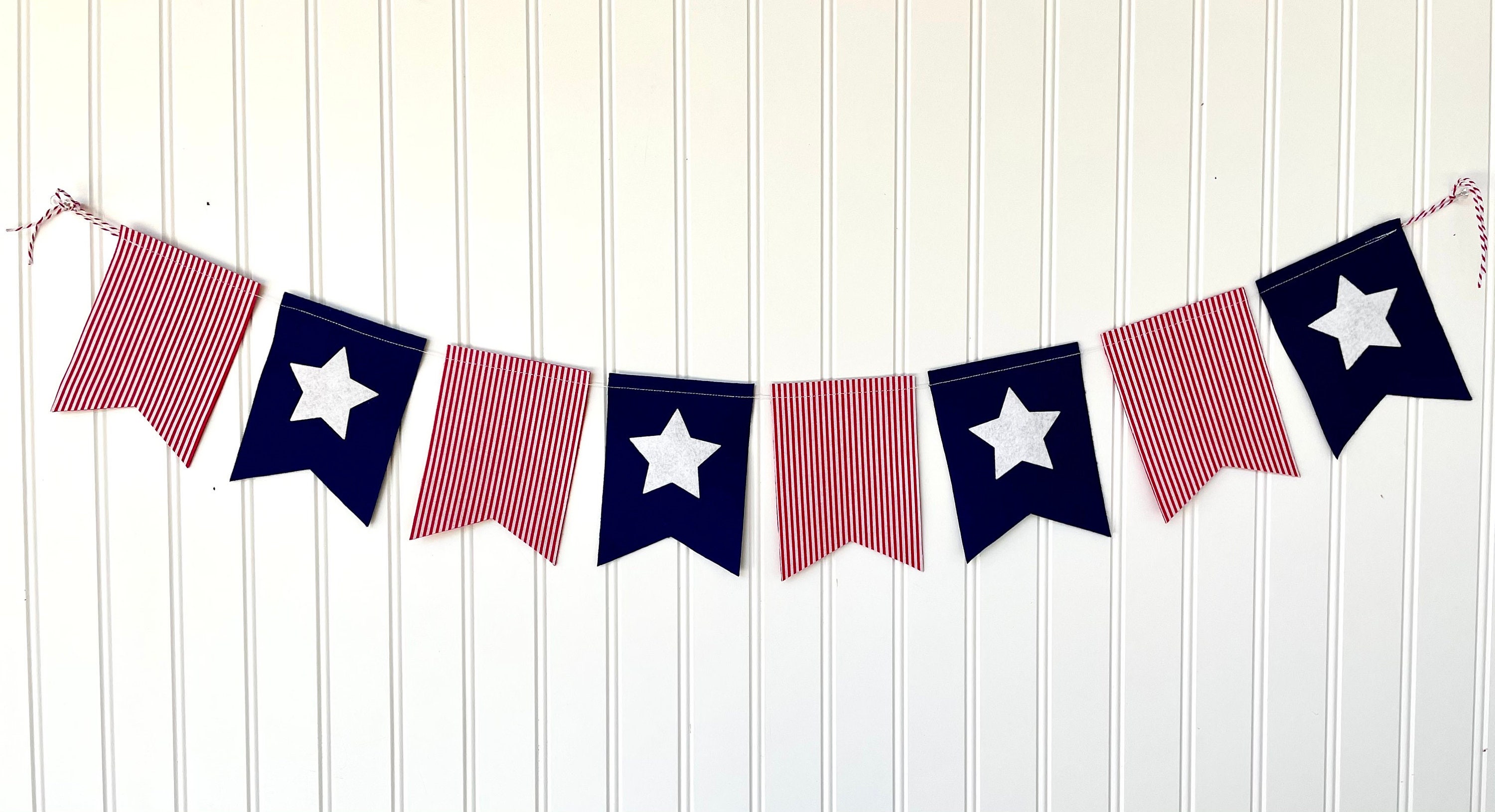 Patriotic Pennant Banner // Red White and Blue Pennant Banner - Etsy
