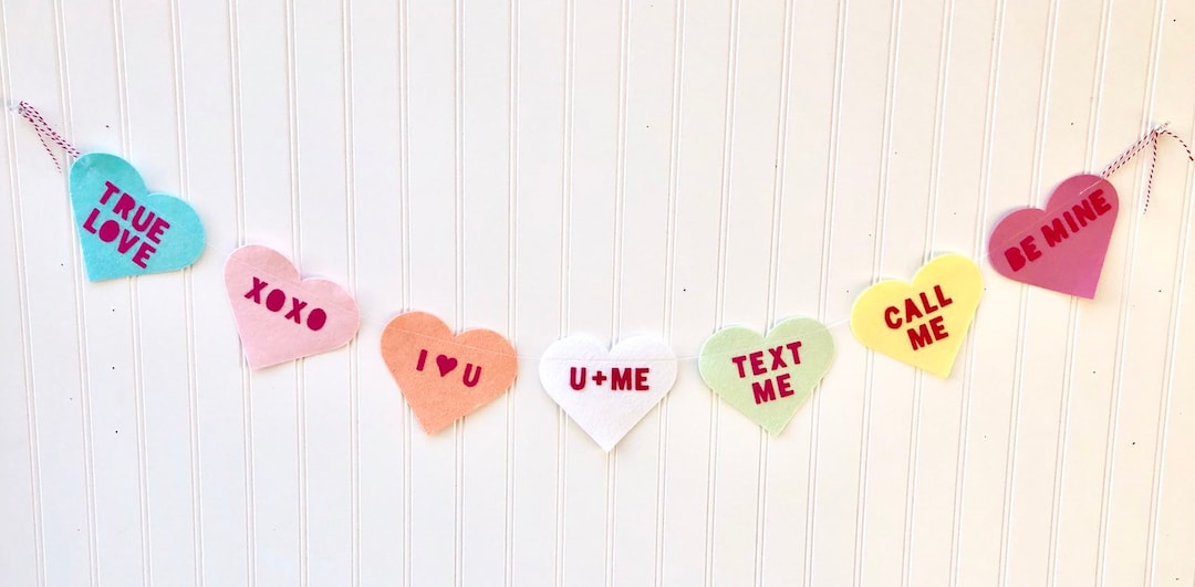 Candy Hearts Garland // Candy Hearts // Heart Garland // Valentine’s ...