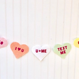 Candy Hearts Garland // Candy Hearts // Heart Garland // Valentine’s ...
