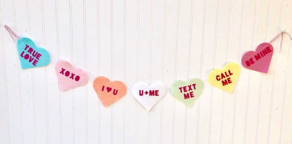Candy Hearts Garland // Candy Hearts // Heart Garland // | Etsy