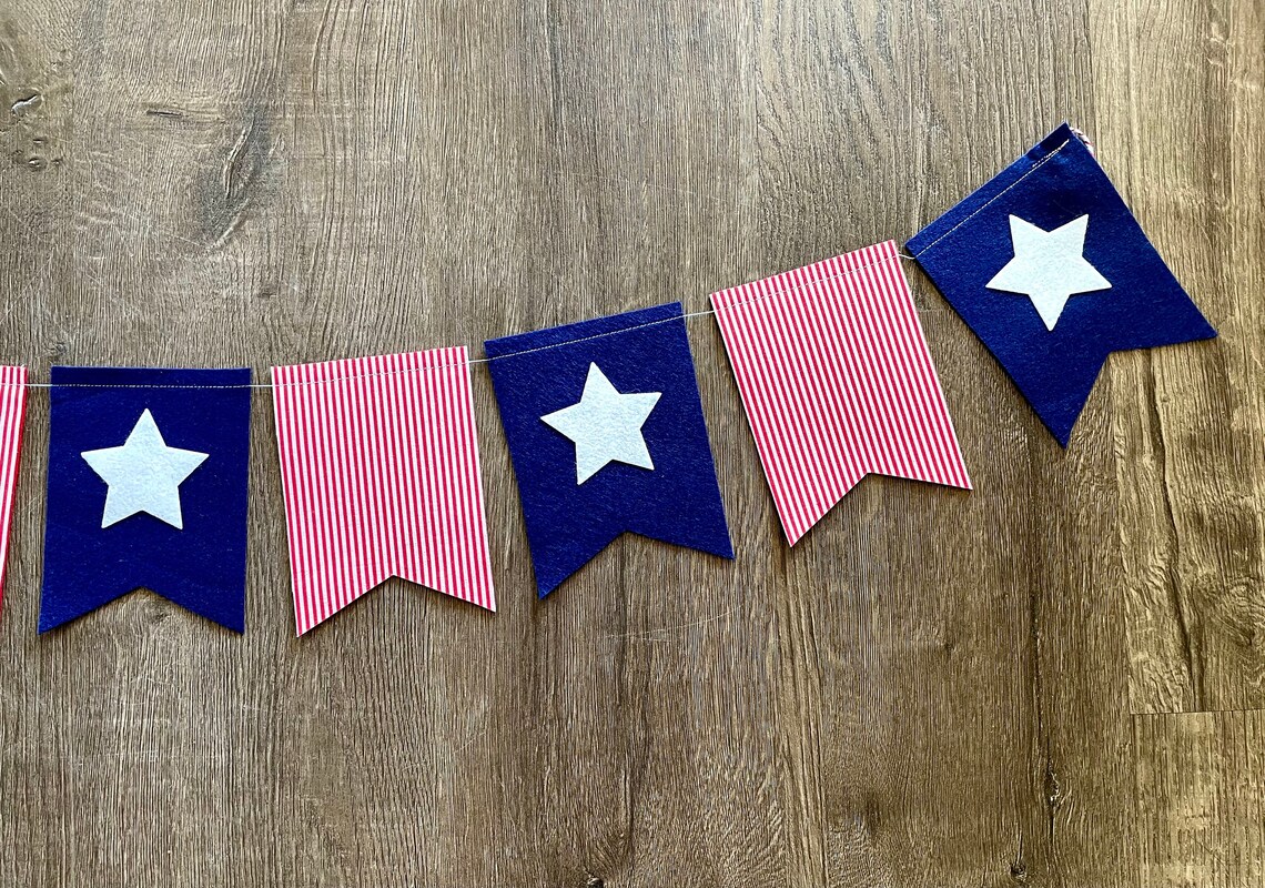 Patriotic Pennant Banner // Red White and Blue Pennant Banner // 4th of ...