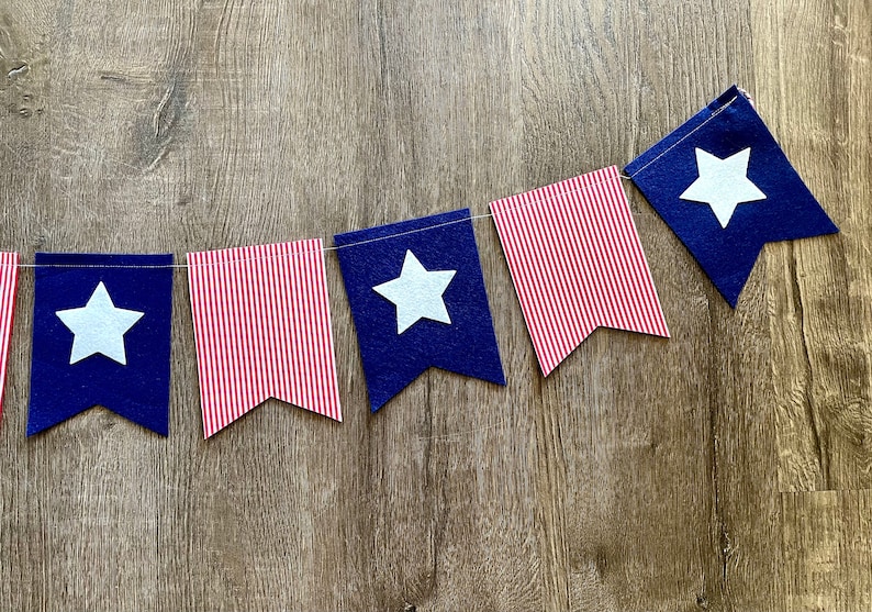 Patriotic Pennant Banner // Red White and Blue Pennant Banner - Etsy