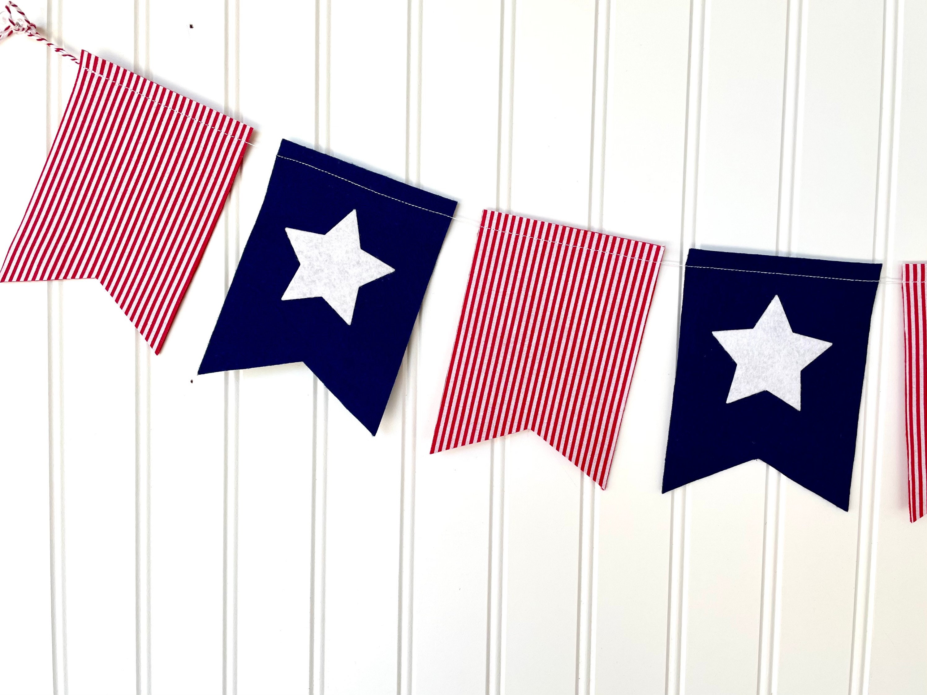 Patriotic Pennant Banner // Red White and Blue Pennant Banner - Etsy