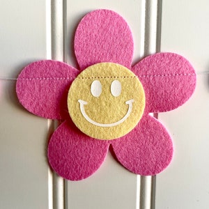 Groovy Flower Garland // Smiley Flower Garland //. Smiley Face | Etsy