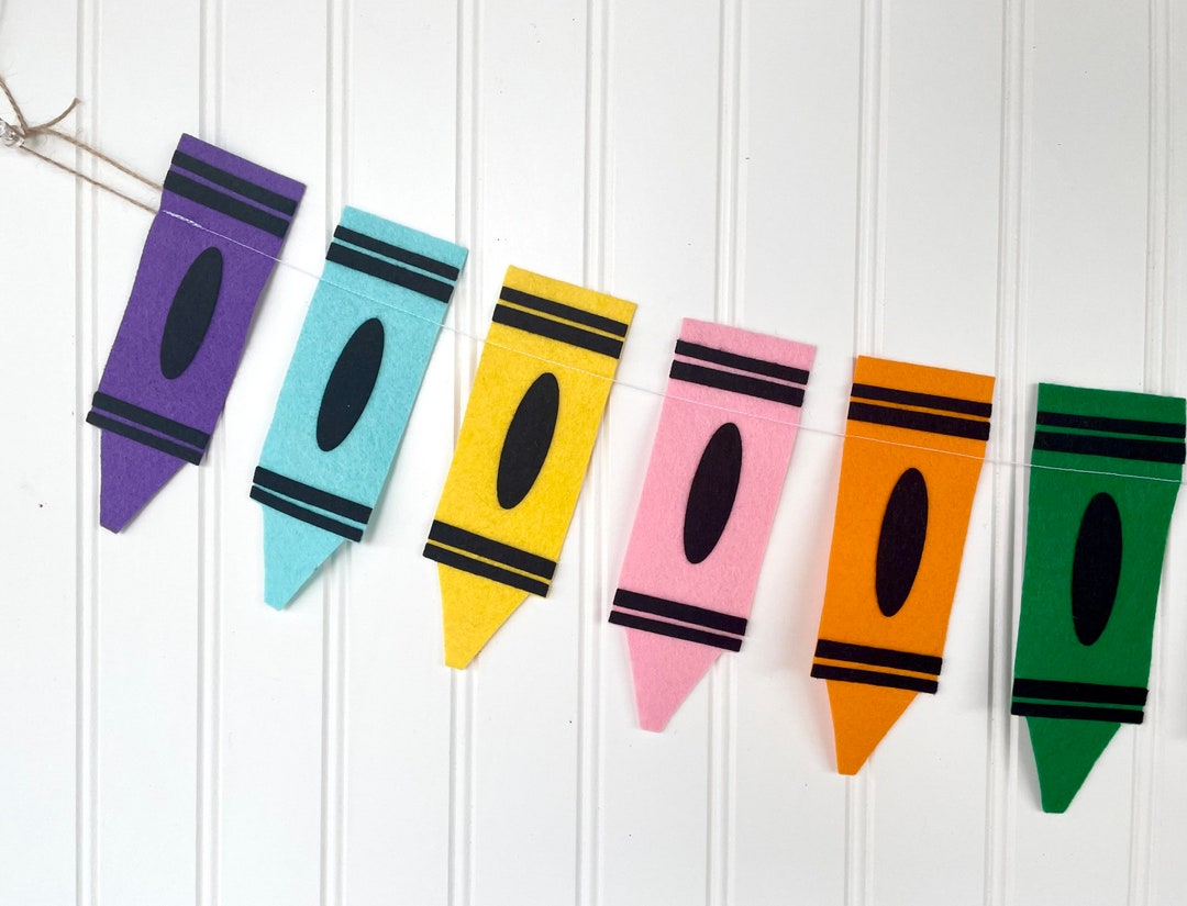Crayon Garland // Crayon Decor // Felt Crayons // Back to School ...