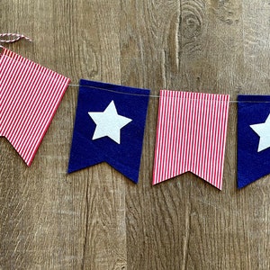 Patriotic Pennant Banner // Red White and Blue Pennant Banner // 4th of ...