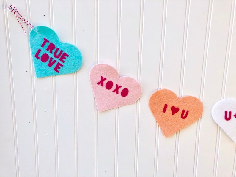 Candy Hearts Garland // Candy Hearts // Heart Garland // - Etsy