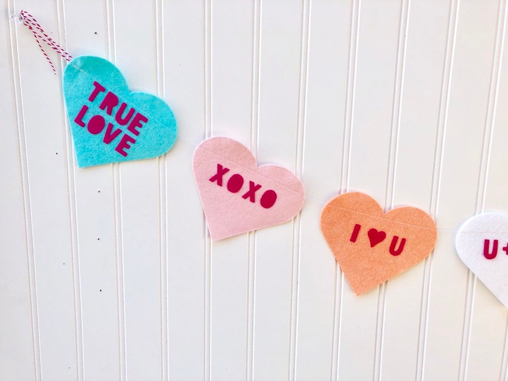 Candy Hearts Garland // Candy Hearts // Heart Garland // - Etsy