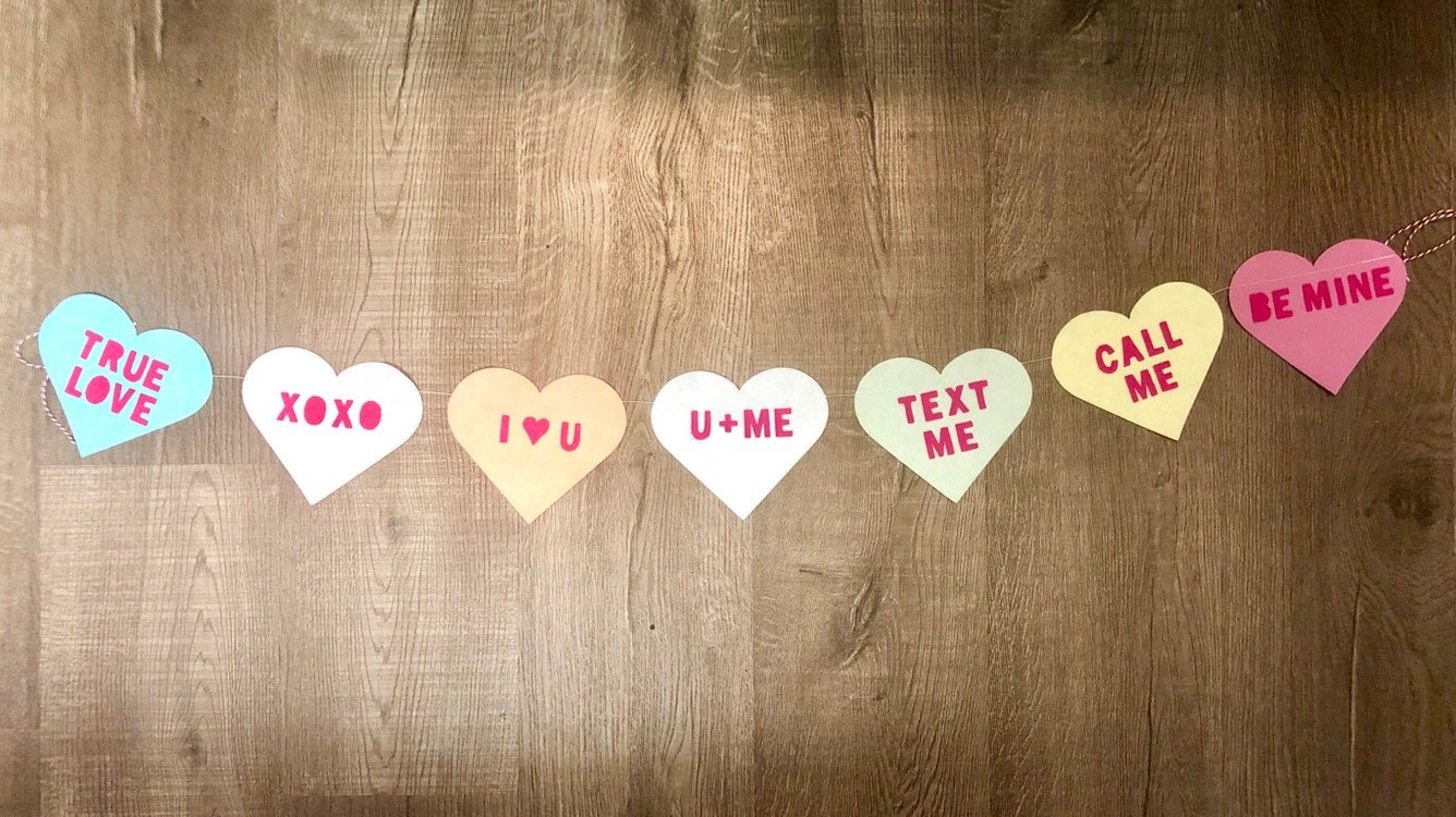 Candy Hearts Garland // Candy Hearts // Heart Garland // - Etsy