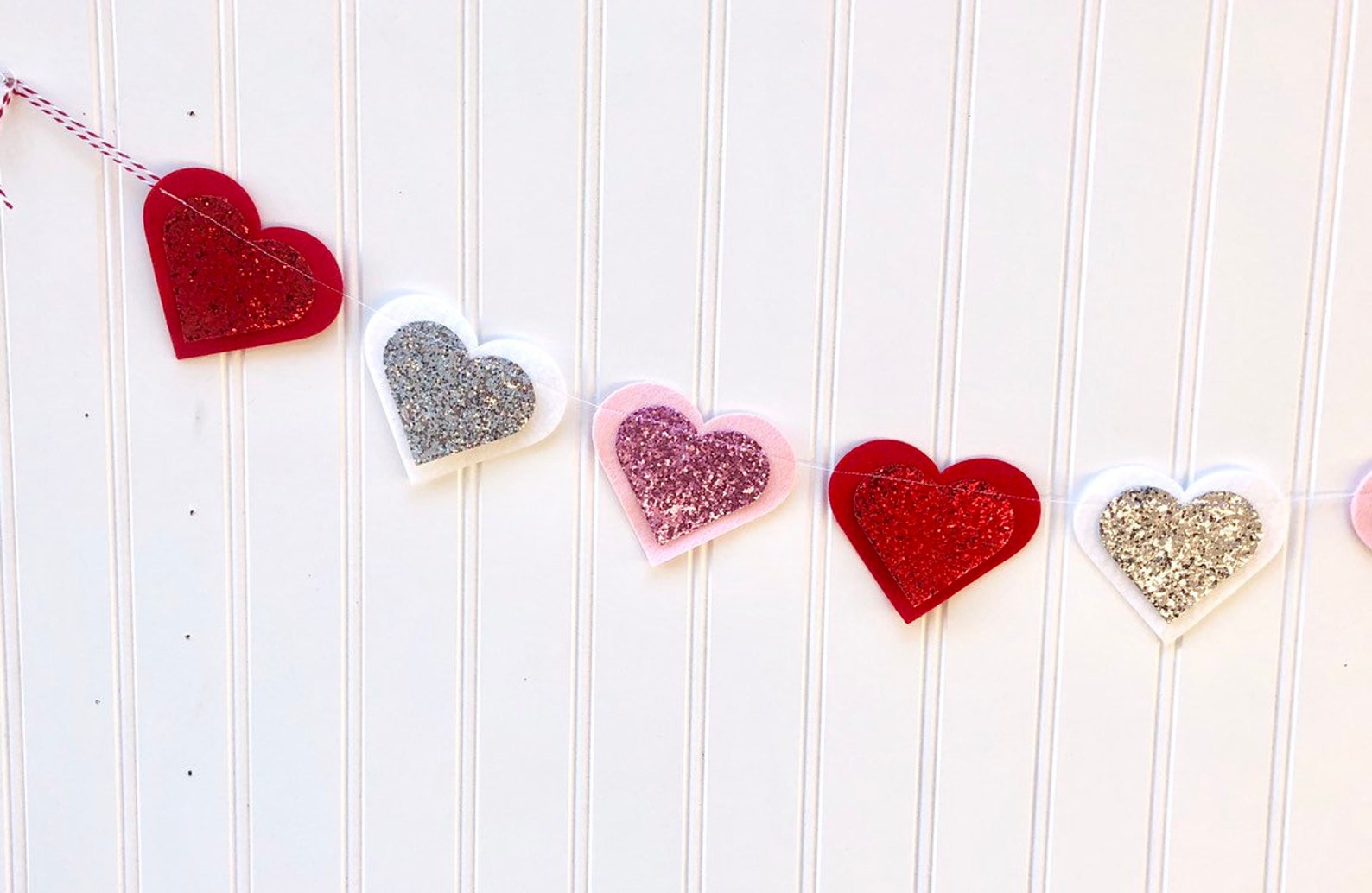 Glitter Heart Garland // Heart Garland // Valentine’s Day Garland ...