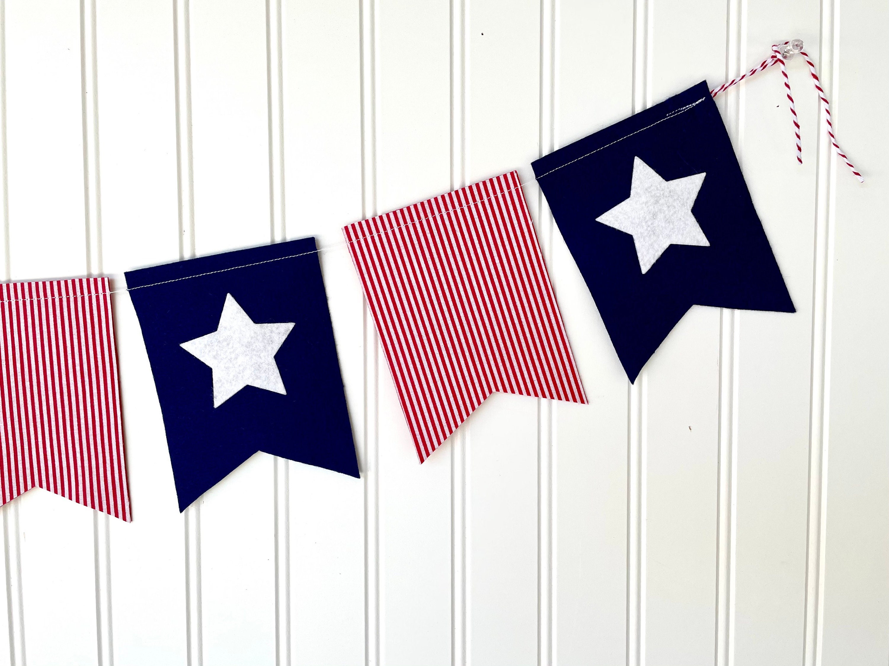Patriotic Pennant Banner // Red White and Blue Pennant Banner - Etsy