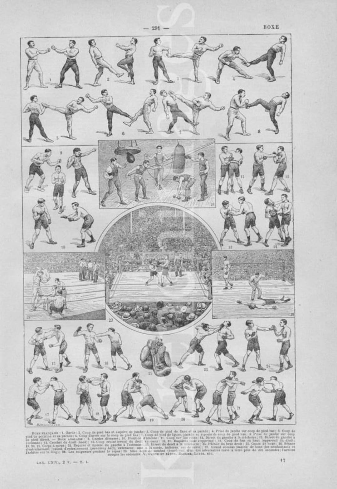 1920's French Vintage Original Print of French Boxing Techniques to ...