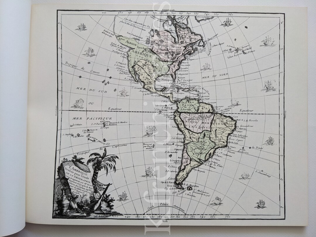 French 1766 Map of America , 1980's Print After the 18th Century ...