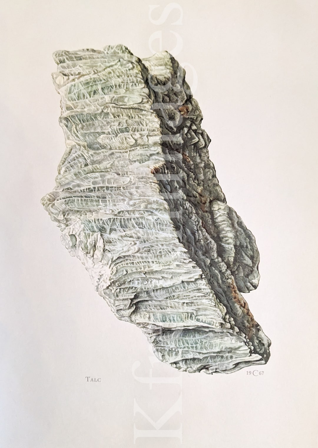 1970 Talc Crystal. French Vintage Original Print. Minerals - Etsy