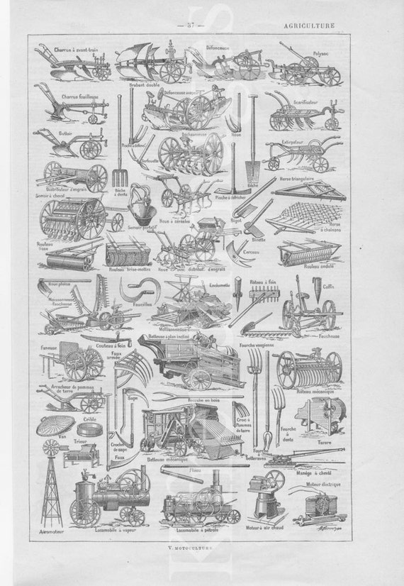 1920's French Vintage Original Print of Agriculture | Etsy