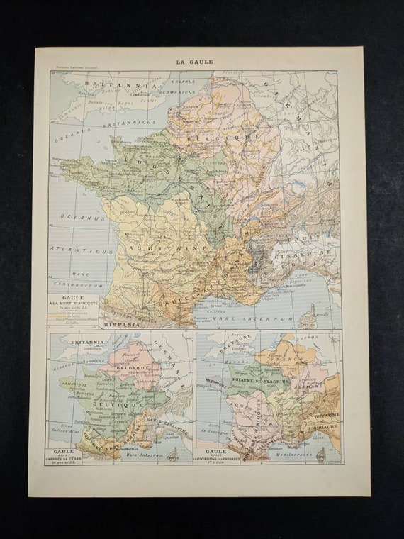 1897 French Vintage Original Print Maps of France La Gaule | Etsy
