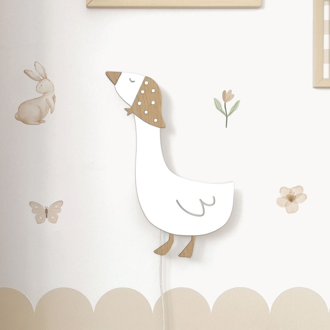 Little Goose Night Lamp Kids, Wooden Night Lamp, Goose Theme Decor ...
