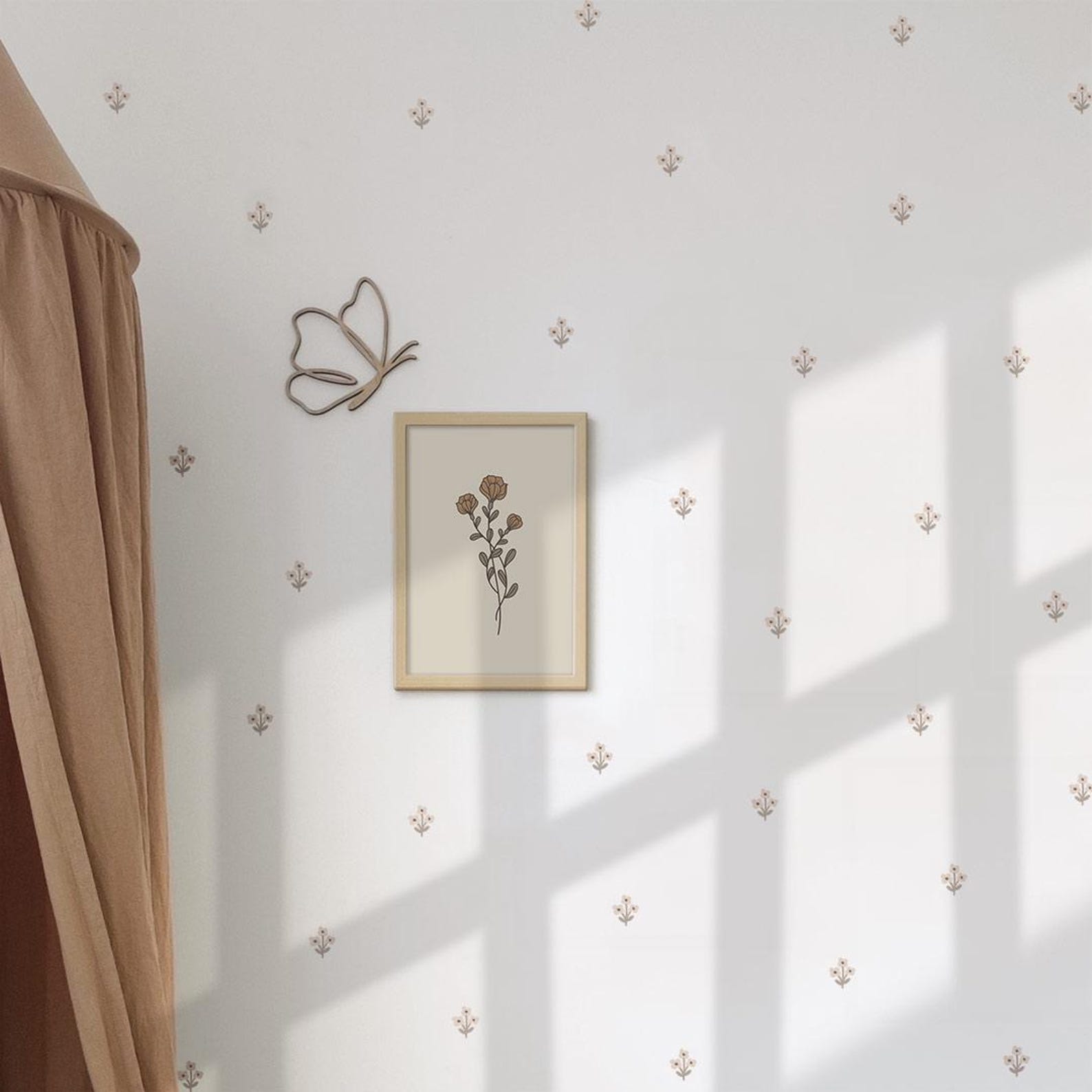Vintage Flowers Decals, Reusable Wall Decals, Fabric Wall Stickers ...