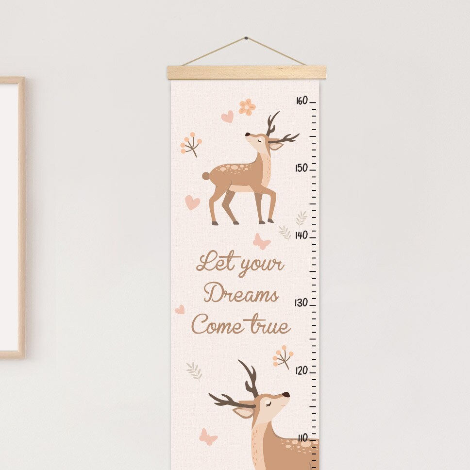 Height Chart Bambi Canvas Growth Chart for Kids Room Decor, Deer Growth ...