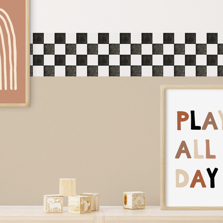 Checker Border Wall Decal, Border Wall Stickers, Removable Fabric Wall ...