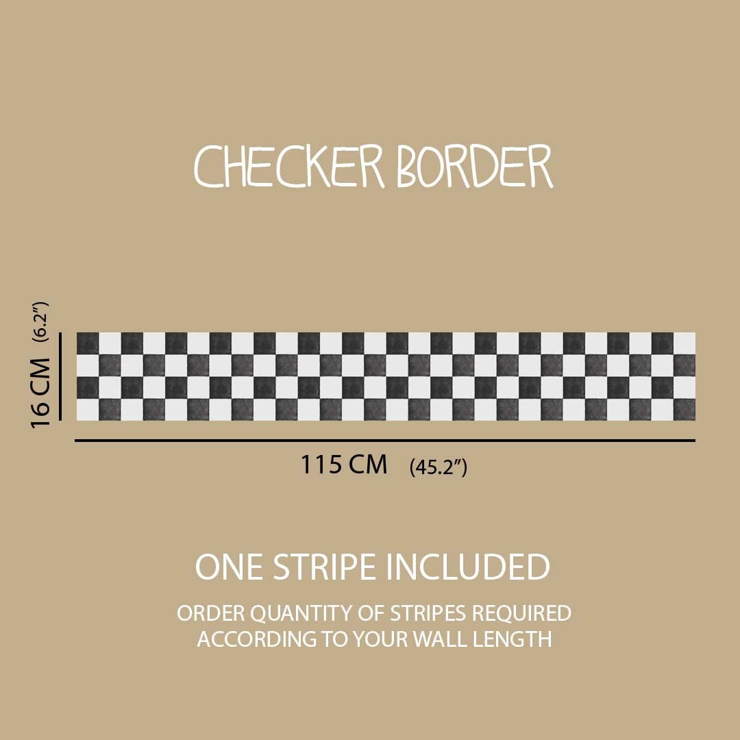Checker Border Wall Decal, Border Wall Stickers, Removable Fabric Wall ...