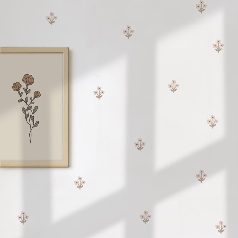 Vintage Flowers Decals, Reusable Wall Decals, Fabric Wall Stickers ...