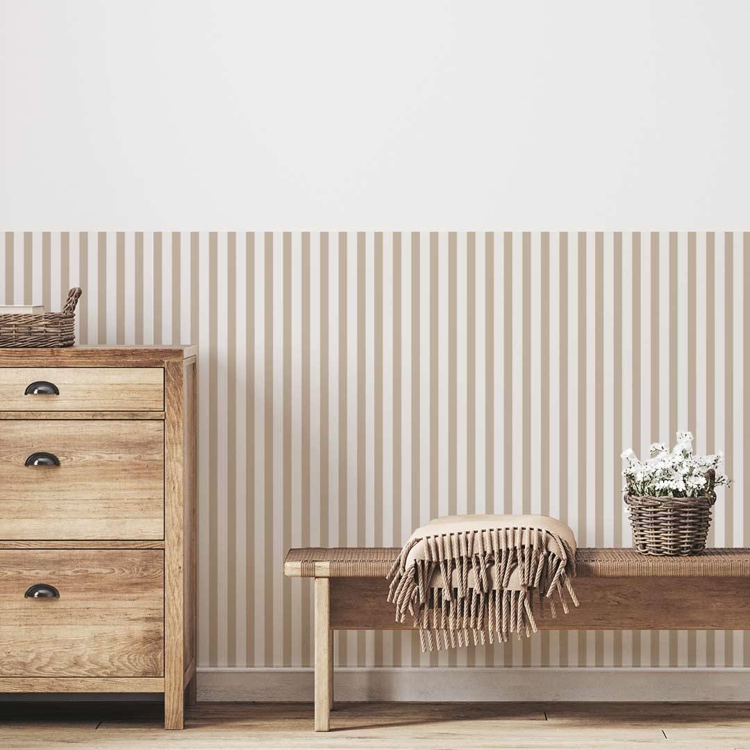 Wallpaper Stripes Lines Brown Moca, Peel and Stick Wallpapaer, Fabric ...