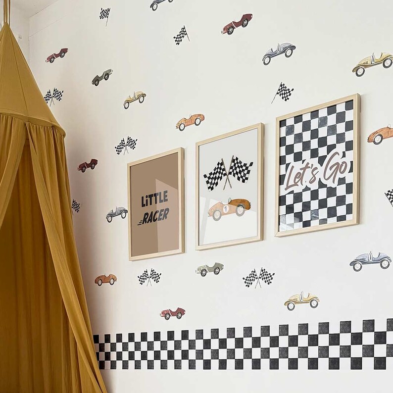 Race Cars Posters Set Printed in Canvas, Rally Prints, Racing Cars Wall ...