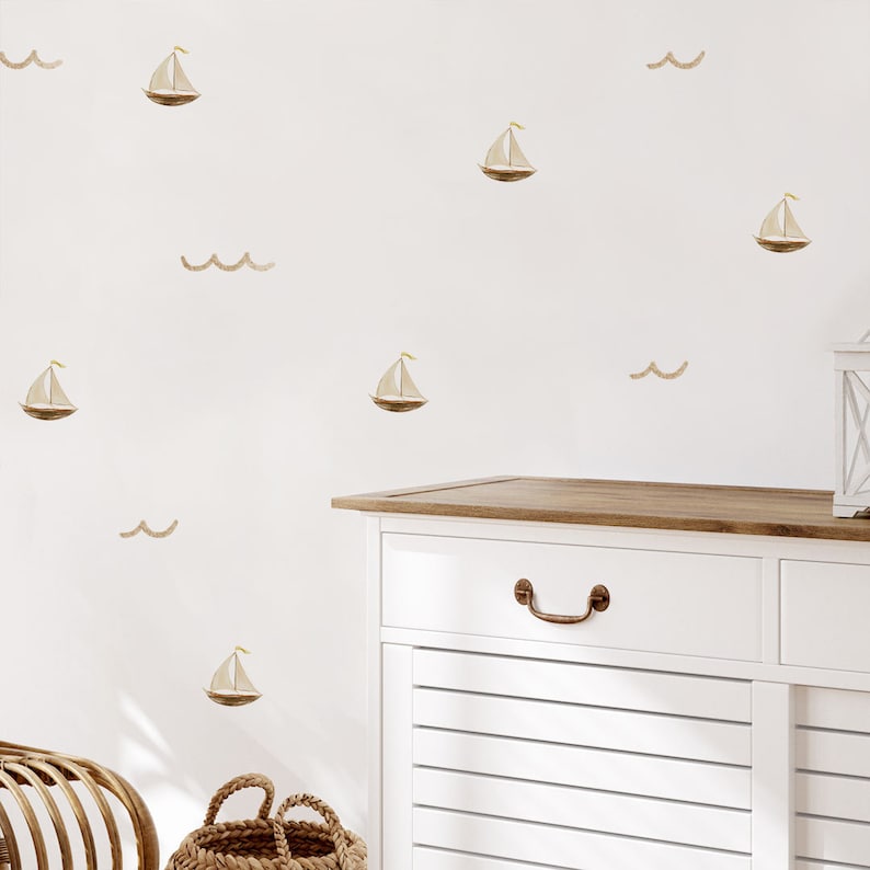 Boats Wall Decals, Watercolor Boats Decals, Kids Wall Decals, Fabric ...