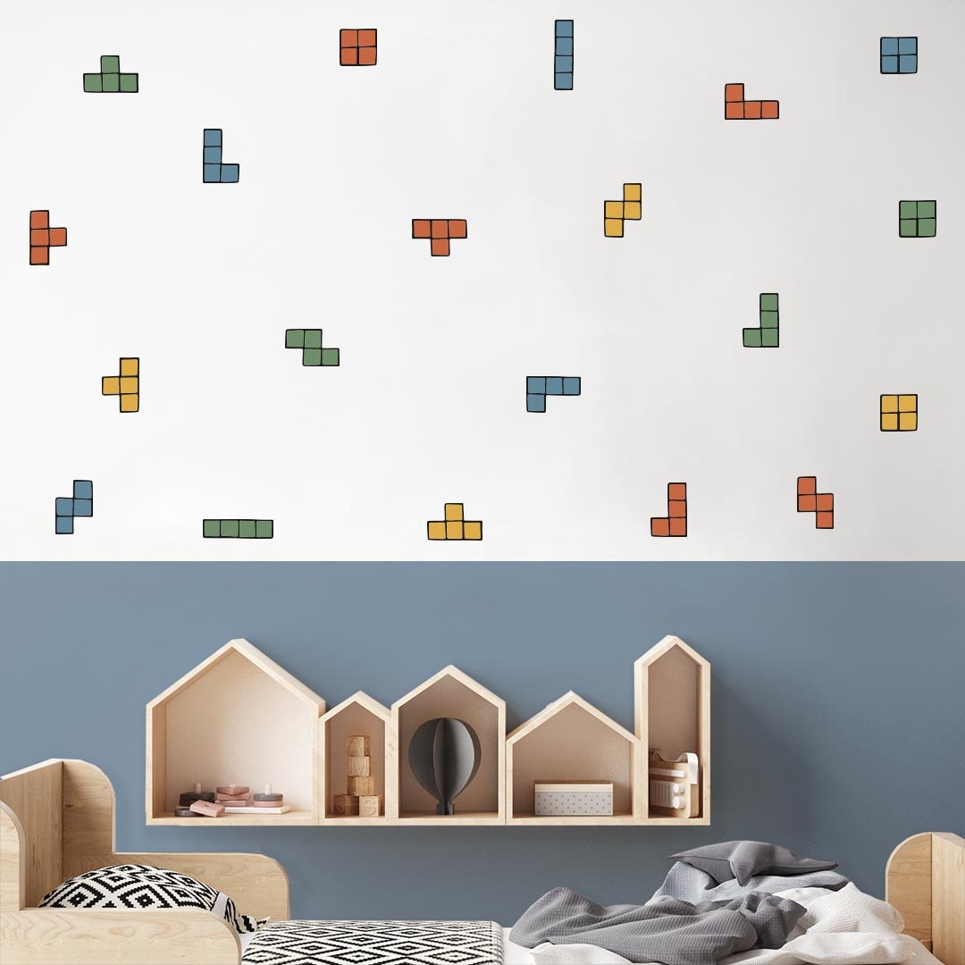 Gaming TETRIS Wall Decals - Colorful Shapes Decals, Kids Room Decal ...