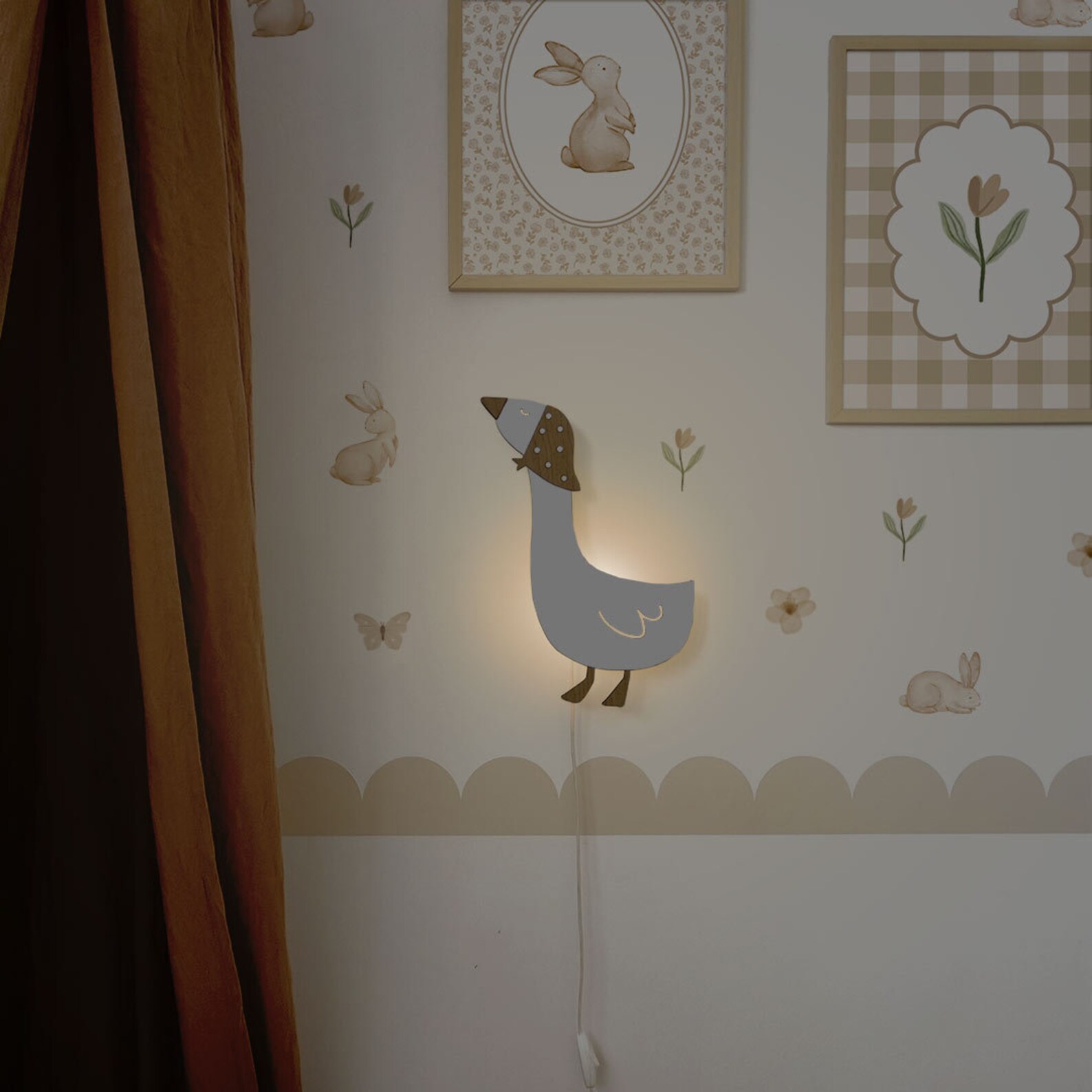Little Goose Night Lamp Kids, Wooden Night Lamp, Goose Theme Decor ...