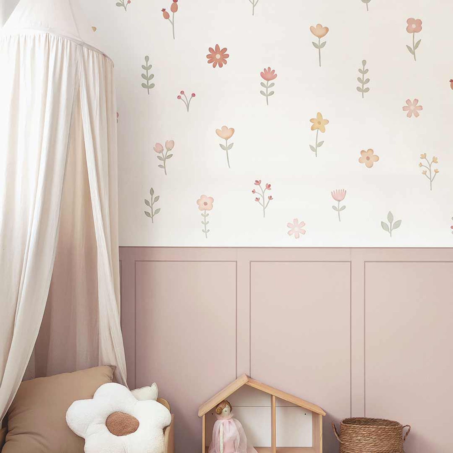 Watercolor Flowers Decals, Flowers Wall Stickers, Removable Decals ...