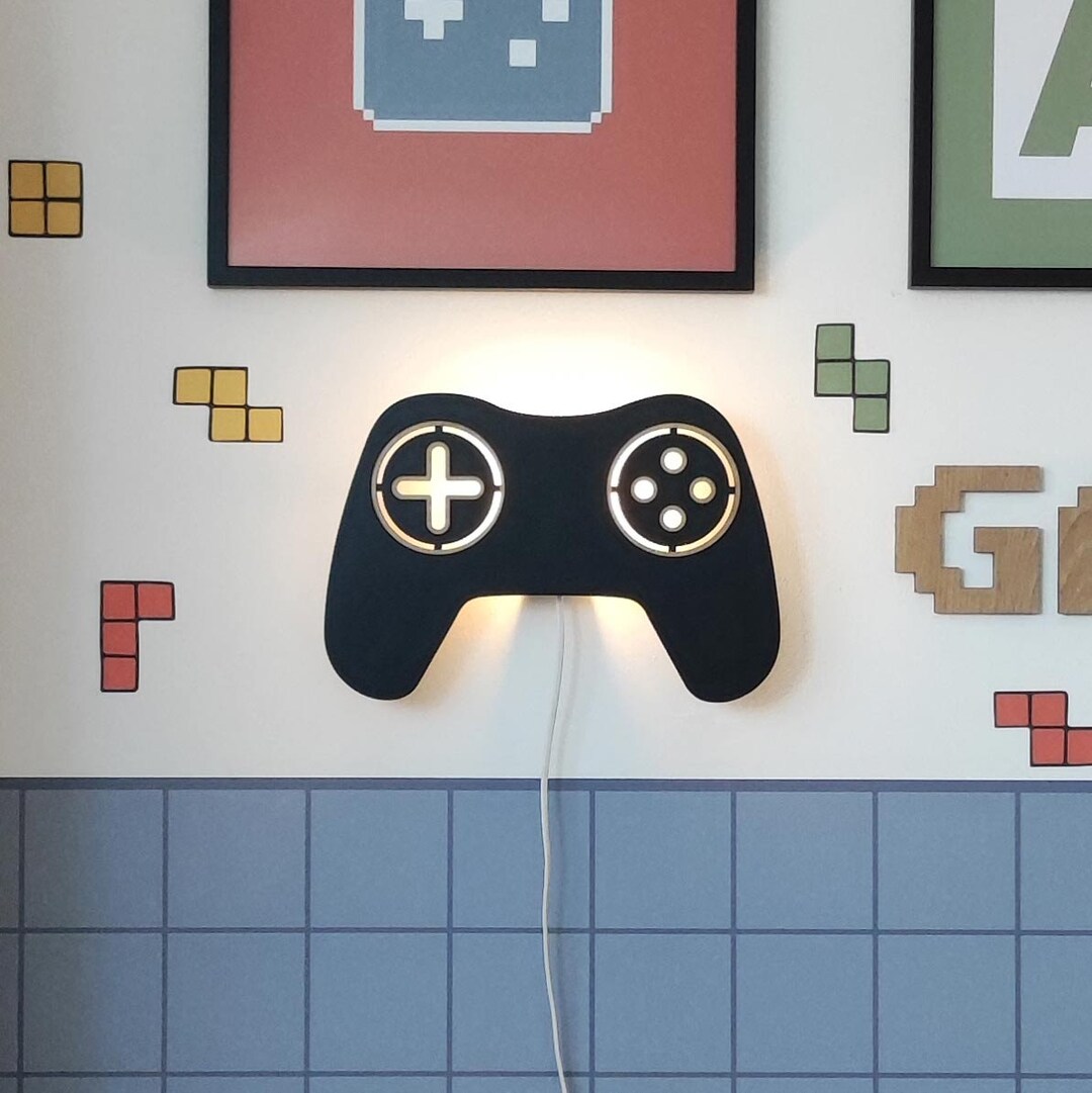 Gaming Lamp Kids, Wooden Night Lamp, Joystick Lamp, Gaiming Theme Decor ...