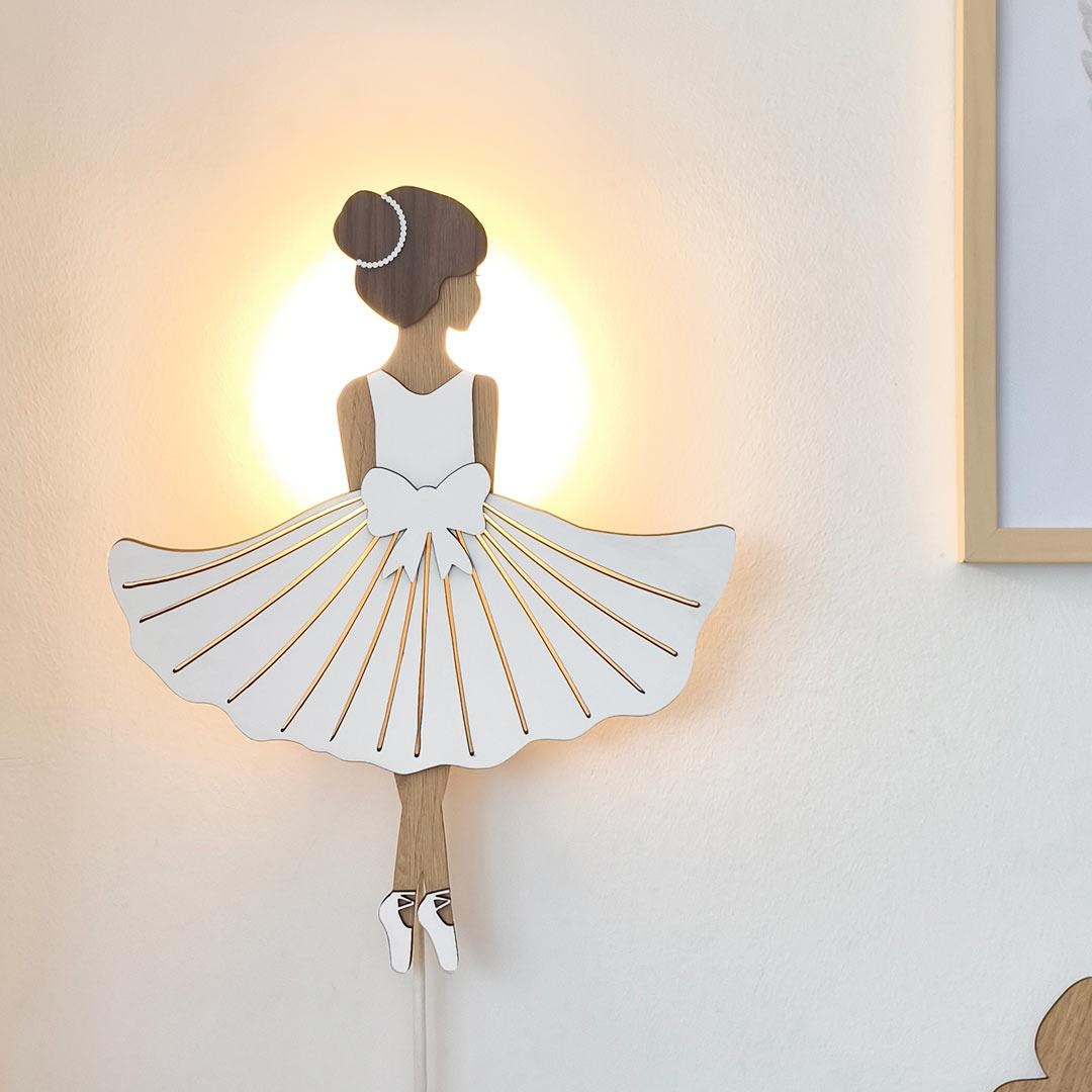 Ballerina Night Lamp, Kids Dancer Lamp, Wooden Night Lamp, Kids Night ...
