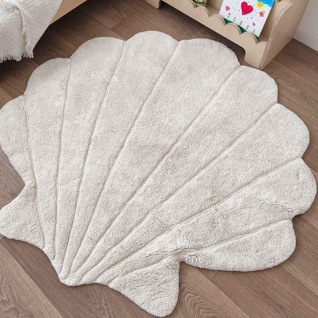 Shell Cream Rug, Pink Cotton Rug, Rug for Kids Room, Shell Carpet ...