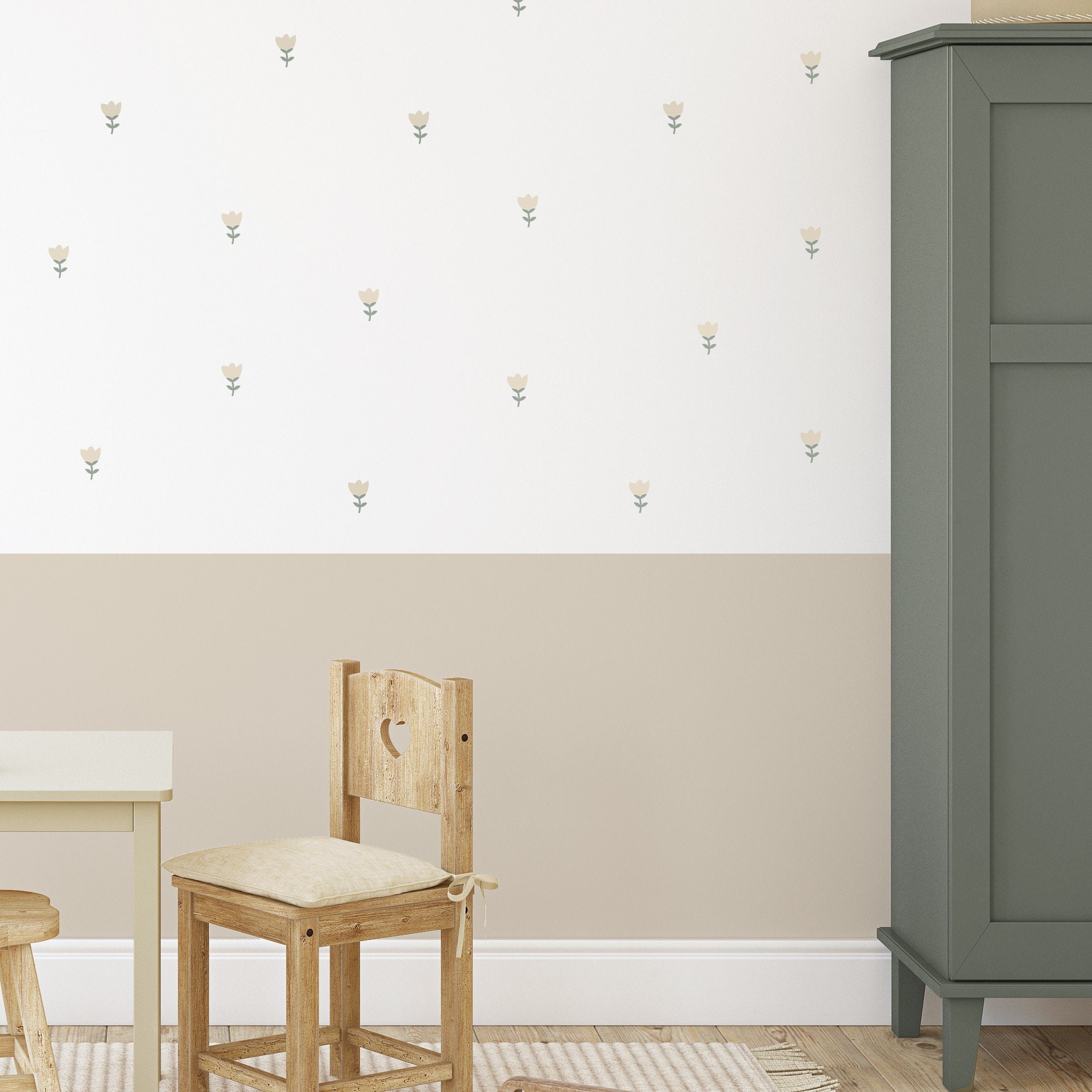 Mini Flowers Decals, Reusable Wall Decals, Fabric Wall Stickers, Kdis ...