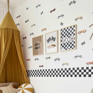 Race Cars Wall Decals Watercolor Wall Stickers, Removable Fabric Wall ...