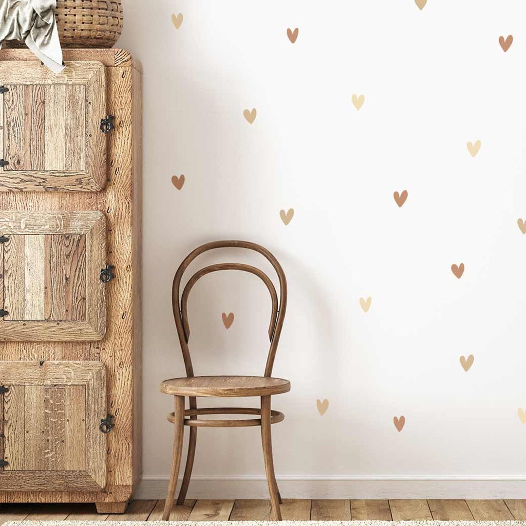 Heart Wall Decals, Boho Hearts Wall Stickers, Removable Reusable Fabric ...