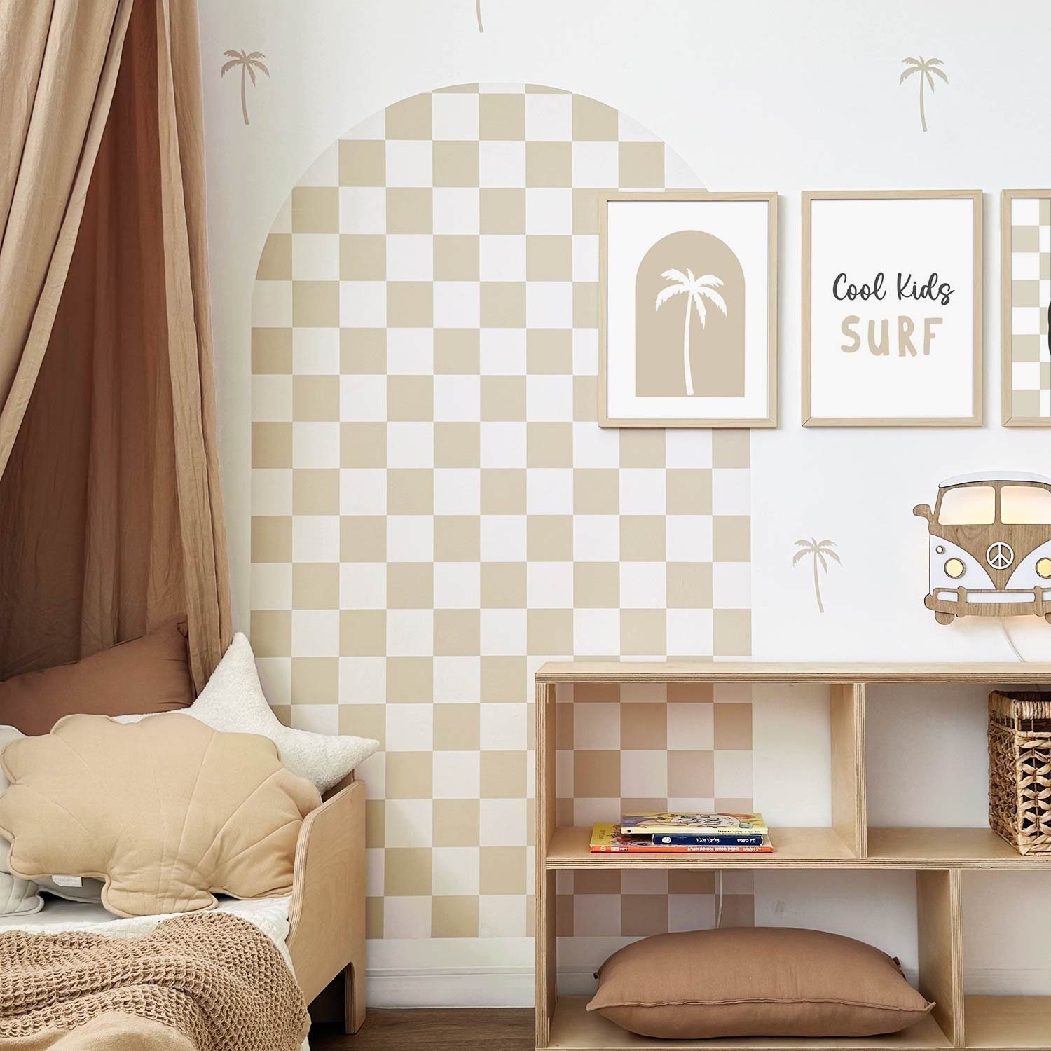 Surf Themed Checkerboard Arch Decals, Nursery Boho Room, Removable Wall ...