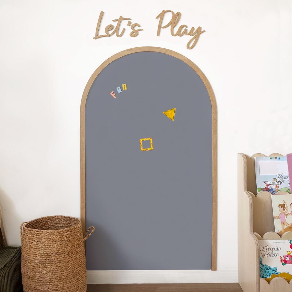 Magnetic Wall Decal Arch Shape in BLUE GREY, Magnetic Wall for Kids ...