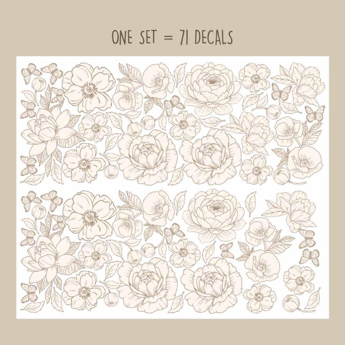 Flowers Wall Decals, Butterflies Wall Decals, Removable Wall Stickers ...