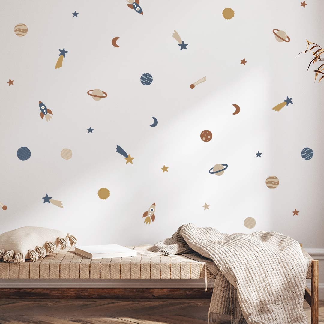Outer Space Wall Decals, Space Themed Wall Stickers, Removable Wall ...